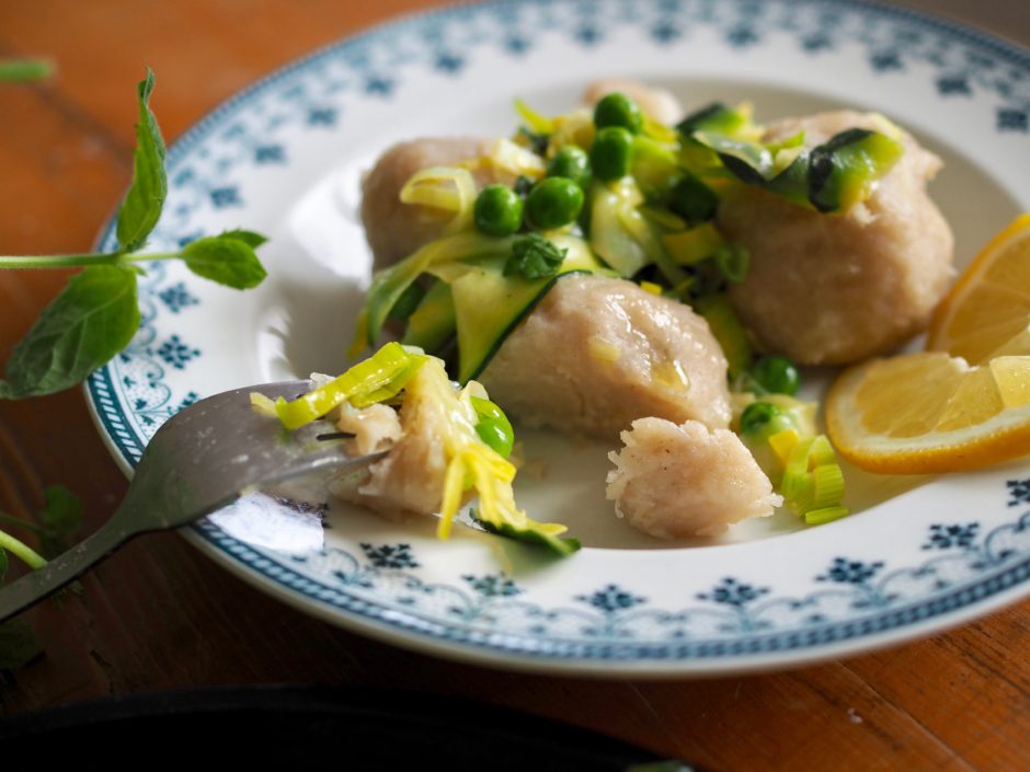 Potato Dumplings with Spring Vegetables (Raspeballer) - North Wild Kitchen