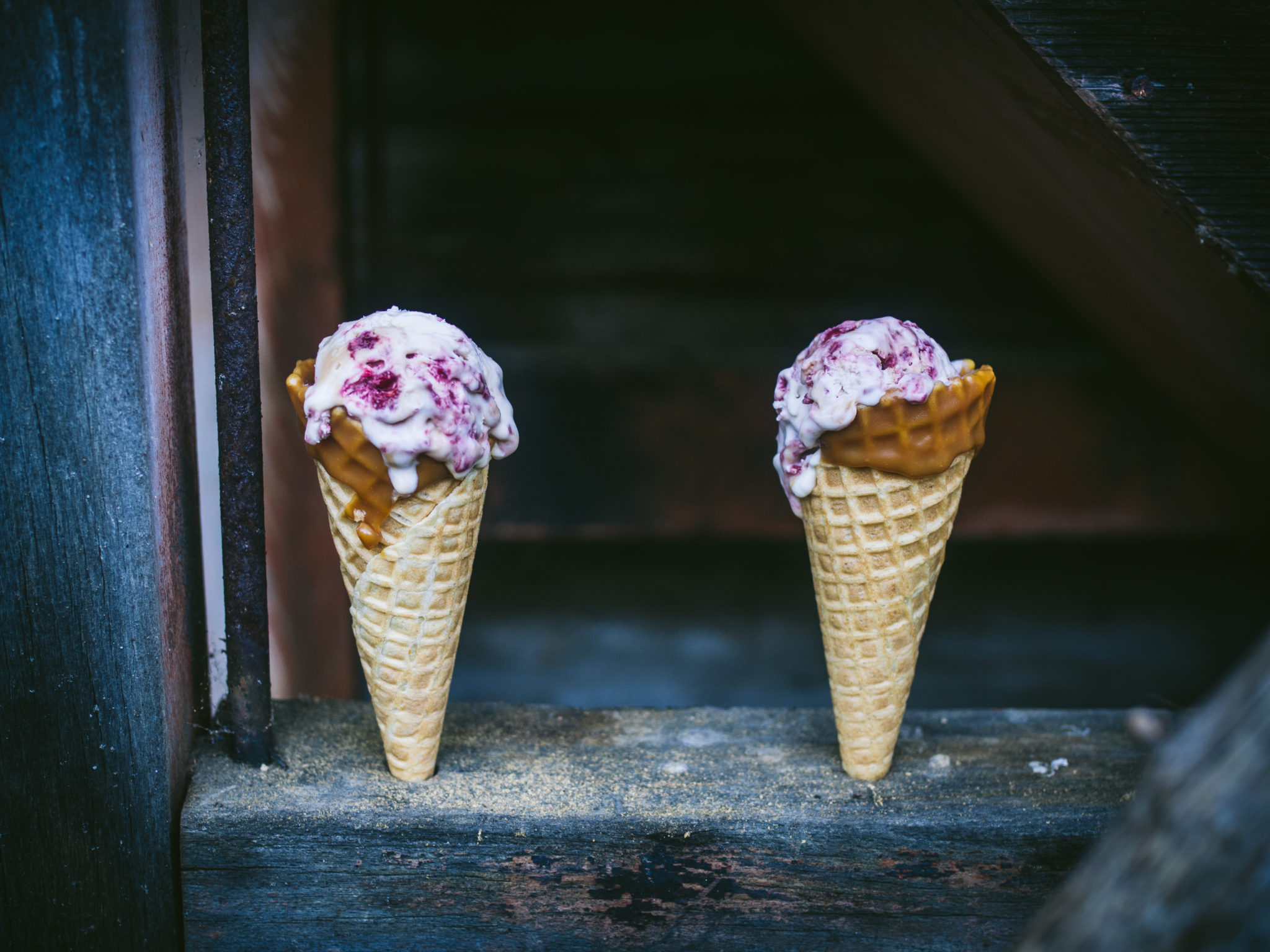 No-Churn Brunost and Raspberry Swirl Ice Cream with Brunost Dipped ...