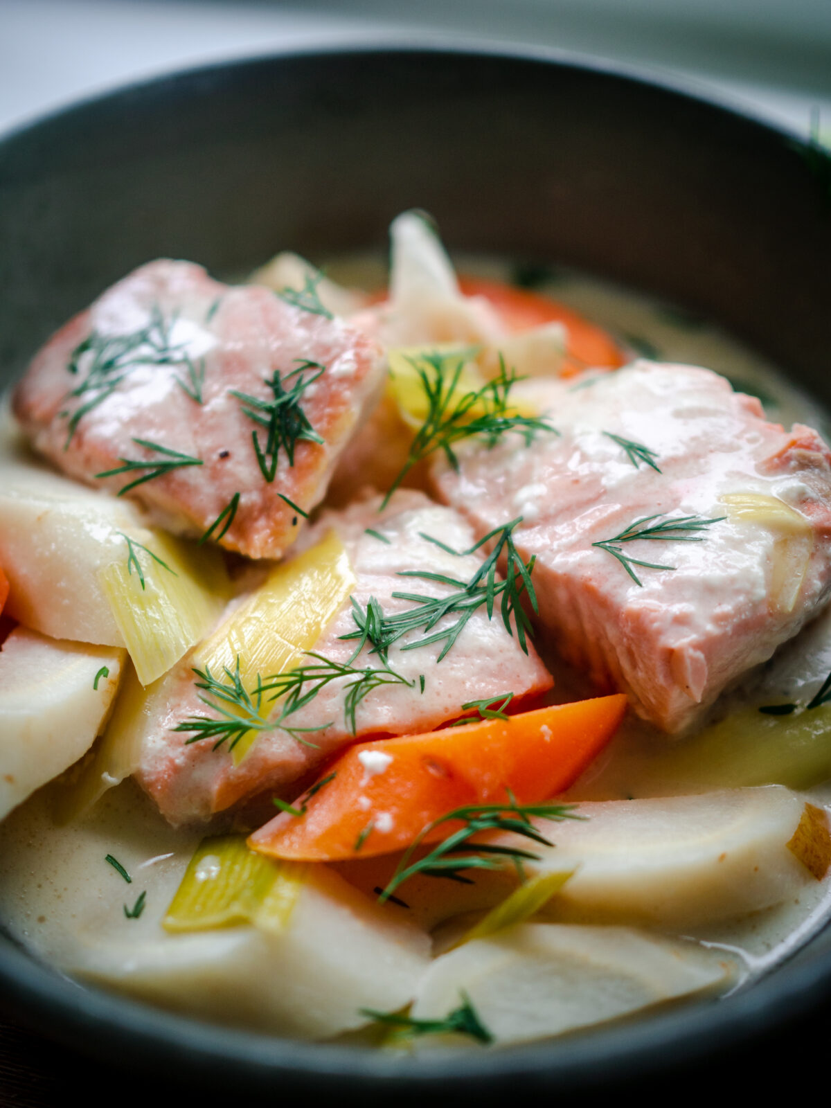 Salmon Fricassee with Hard Cider (laks i frikassé) - North Wild Kitchen