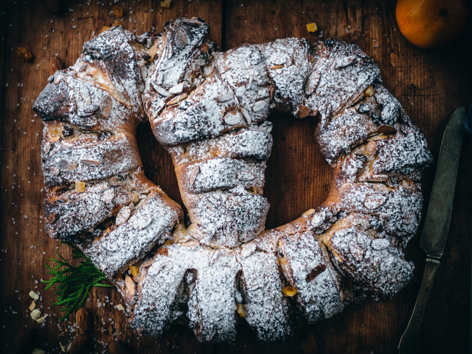 Marzipan Wreath with Dried Fruits (Julekringle) - North Wild Kitchen